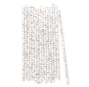 birch bark love print paper drinking straw (pack of 25)