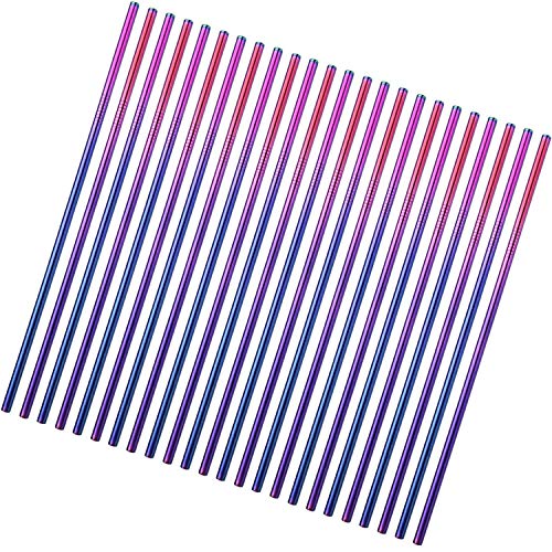 Reusable Metal Straws 50Pack.Ultra Long 10.5”Stainless Steel Drinking Straws in Bulk For Wholesale.265x6mm Straight Curved Straws for 20/30oz Tumblers Yeti (50pcs all straight Rainbow-10.5")