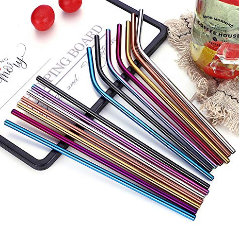 Reusable Metal Straws 50Pack.Ultra Long 10.5”Stainless Steel Drinking Straws in Bulk For Wholesale.265x6mm Straight Curved Straws for 20/30oz Tumblers Yeti (50pcs all straight Rainbow-10.5")