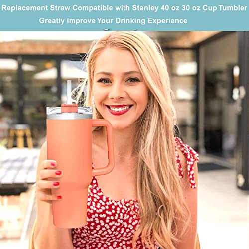 6 Pack Replacement Straws Compatible Stanley 30oz 40oz Tumbler, Plastic Clear Reusable Straws with Cleaning Brush/Straw Tips Cover for Stanley Adventure Travel Tumbler Stanley Cup Accessories (clear)