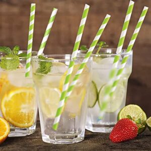 Biodegradable Paper Straws, 300 Pieces Pack,Light Green Stripe Disposable Drinking Straws,Eco Friendly Christmas Party Supplies, Birthday, Wedding,christmas straws