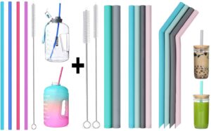 alink 15 inch extra long silicone straws + 2 silicone boba straws 8 smoothie straws