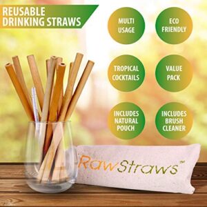 Organic Bamboo Straws Reusable â€“ Multiple Packs Eco Friendly Biodegradable Non Plastic Wood Drinking Straw (12 PACK)