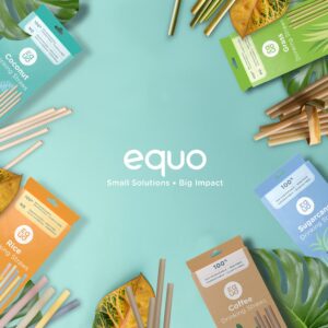 EQUO Limited Edition Coconut and Sugarcane Drinking Straws, Biodegradable and Plastic-Free, Combo Pack of 100, Standard