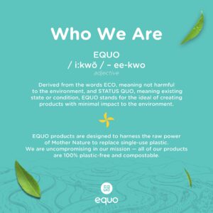 EQUO Limited Edition Coconut and Sugarcane Drinking Straws, Biodegradable and Plastic-Free, Combo Pack of 100, Standard