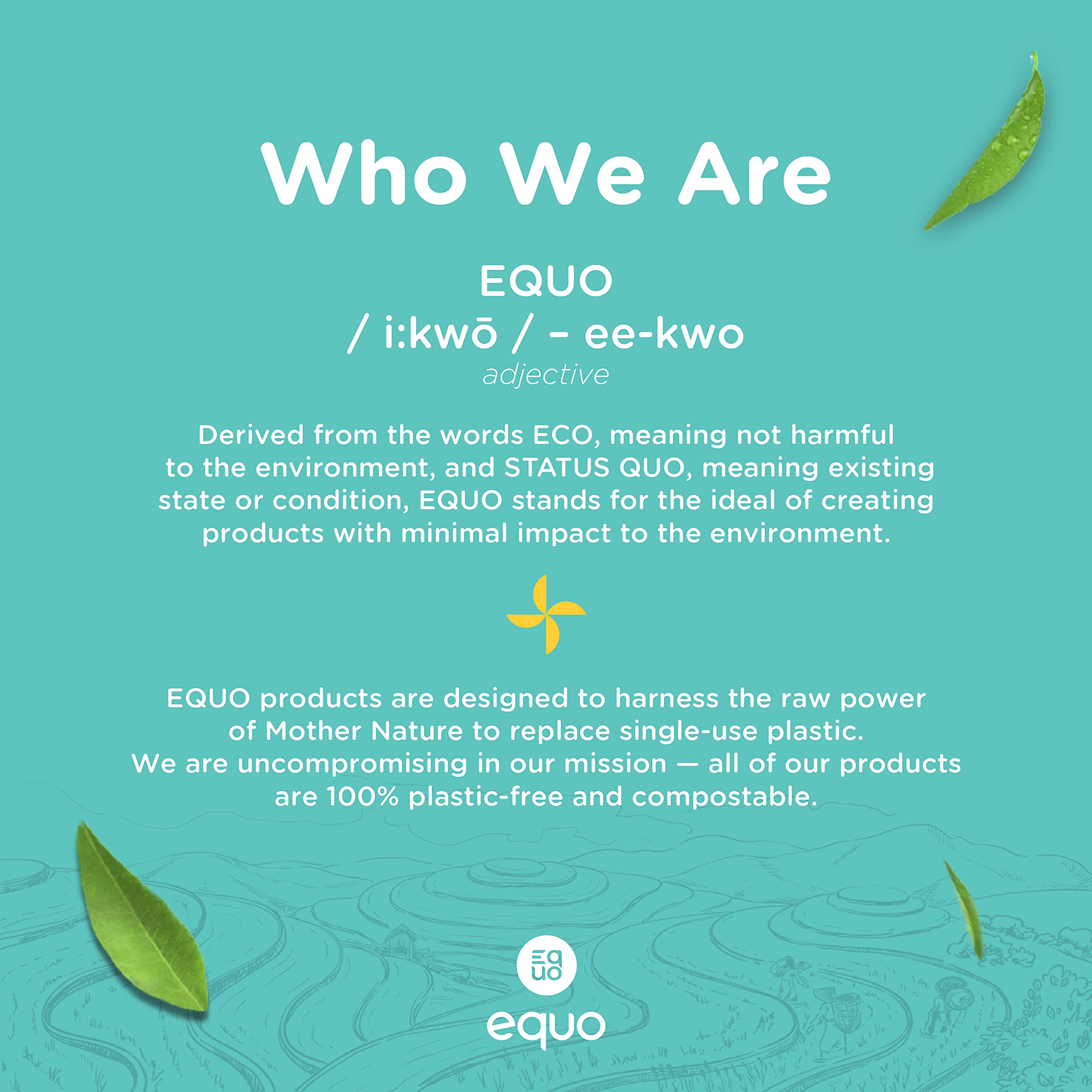 EQUO Limited Edition Coconut and Sugarcane Drinking Straws, Biodegradable and Plastic-Free, Combo Pack of 100, Standard