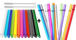 alink 10 triatan reusable straws + 12 reusable boba tea straws