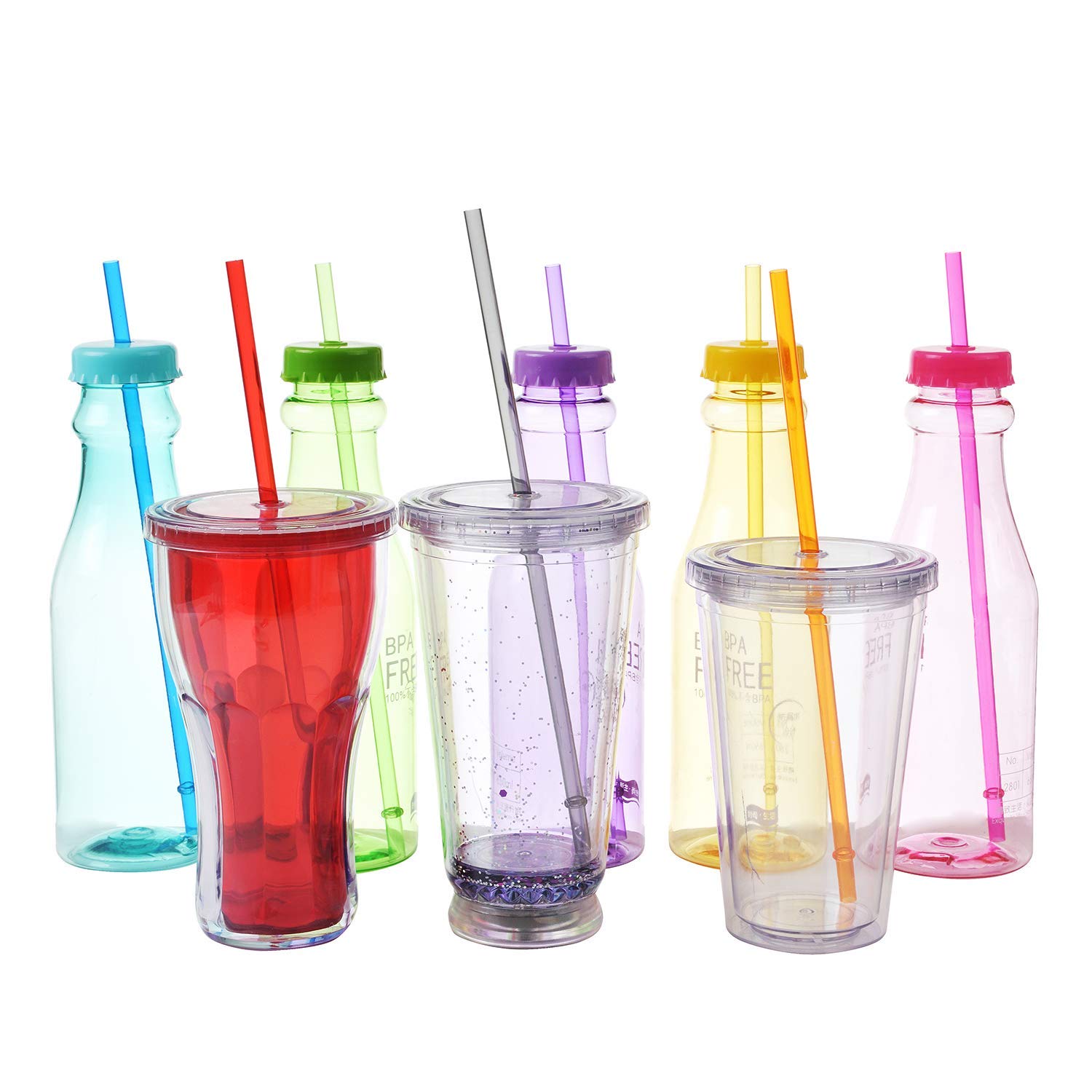 ALINK 10 Triatan Reusable Straws + 12 Reusable Boba Tea Straws