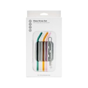 SOMA Glass Straw Set with Case and Cleaning Tool, Set of 4, Multicolor