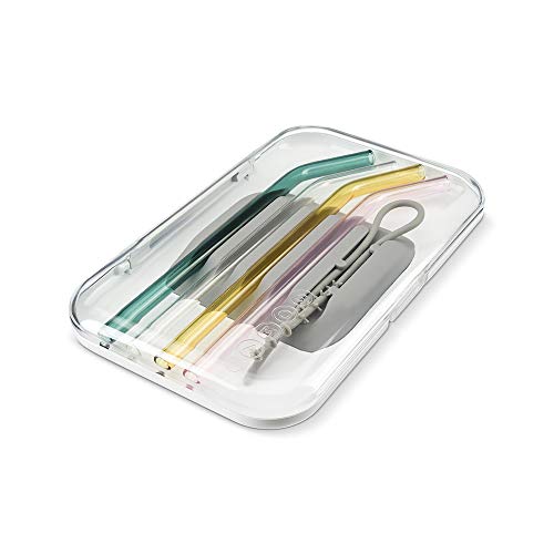 SOMA Glass Straw Set with Case and Cleaning Tool, Set of 4, Multicolor