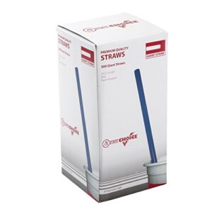 AmerCare 10.25 Inch Giant Blue Paper Wrapped Straws, Case of 1200