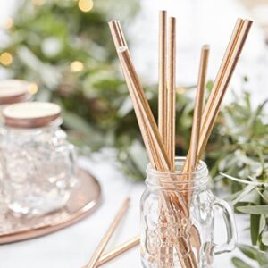 ginger ray rose gold foil metallic paper party straws x 25 - beautiful botanics