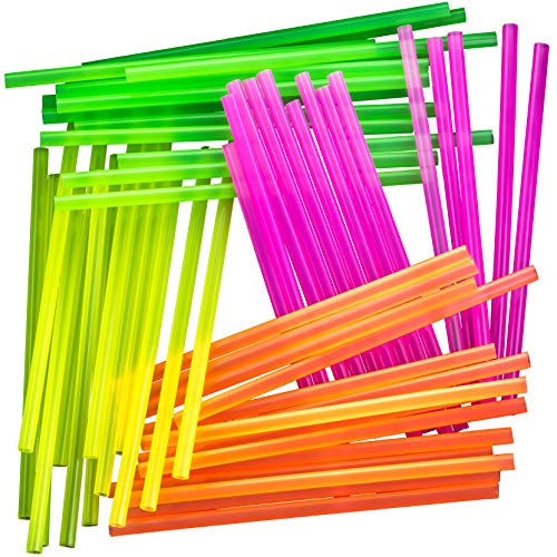 Blacklight Neon Drinking Straws 600 Pack in 4 Bright Colors for Retro Party Time or Kids Birthday. Individually Wrapped 7.75 Inch BPA-Free Straight Straw in a Paper Wrapper. Great for Craft Projects!