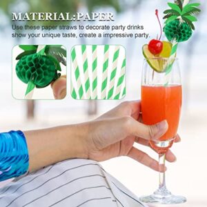 ABOOFAN Pineapple 50pcs Hawaiian Straws Paper Tropical Tree Straws Cocktails Drinking Straws Summer Beach Luau Party Supplies Luau Party Decorations