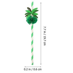 ABOOFAN Pineapple 50pcs Hawaiian Straws Paper Tropical Tree Straws Cocktails Drinking Straws Summer Beach Luau Party Supplies Luau Party Decorations