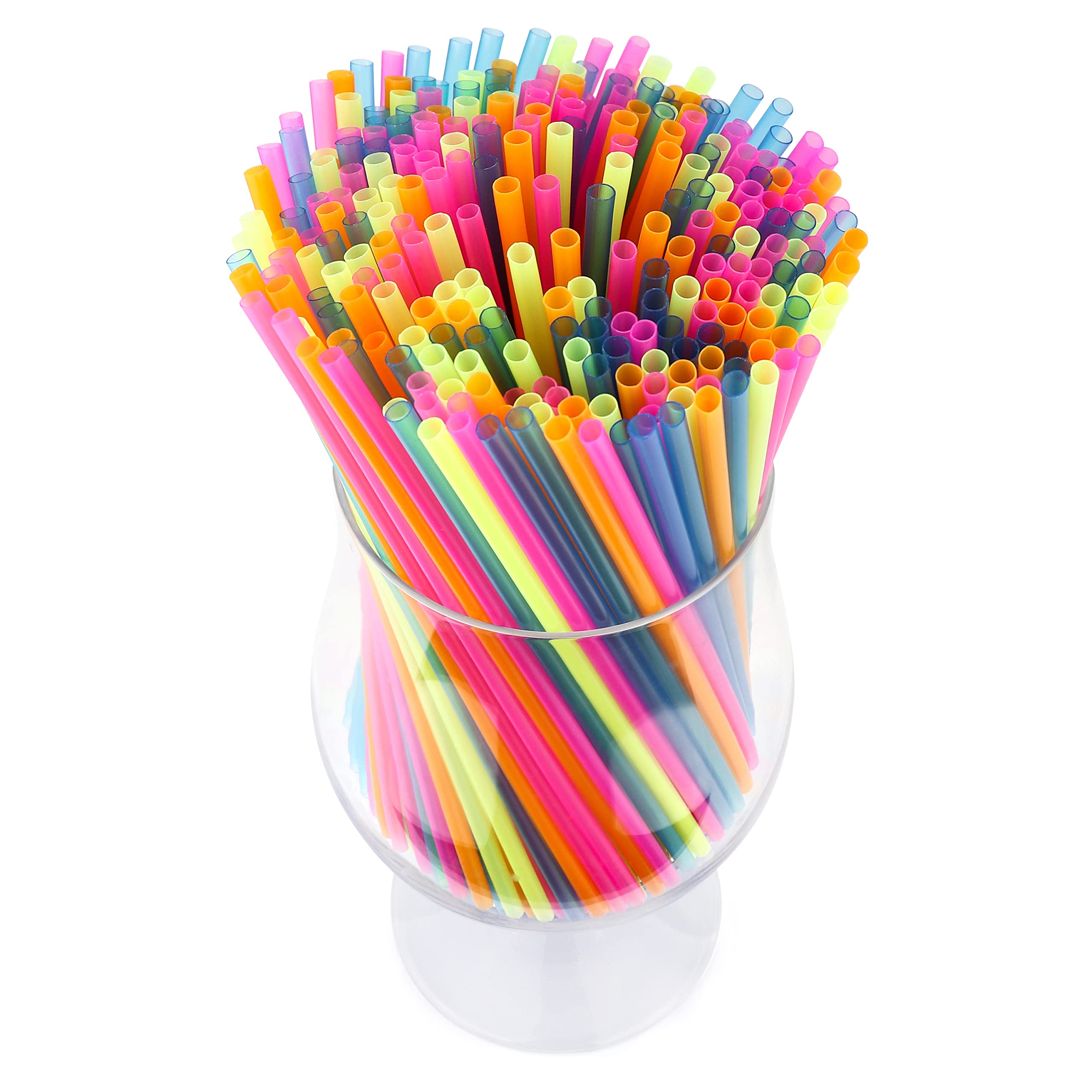 Disposable Straw Bundle for Parties and BBQs 5'' Long Mini Plastic Coffee Straws in Bright Colors and Black