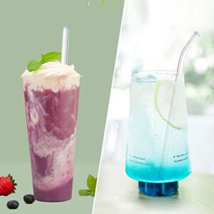 8Pcs Reusable Glass Straws, Clear Bent & Straight Drinking Straws for Smoothie Milkshake Cocktail Cold Drinks