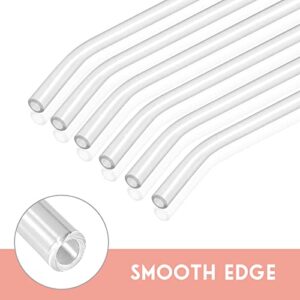 8Pcs Reusable Glass Straws, Clear Bent & Straight Drinking Straws for Smoothie Milkshake Cocktail Cold Drinks