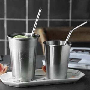 LAVA Premium 10pc 9.5" (6mm Diameter) Stainless Steel Metal Straws Includes (4) Straight Straws, (4) Bent Straws and (2) Cleaning Brushes with Travel Pouch