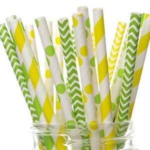 Tractor Party Supplies, Farm Tractor Straws (25 Pack) - Tractor Farm Birthday Party Supplies, Yellow & Green Tractor Boys Birthday Party Decorations