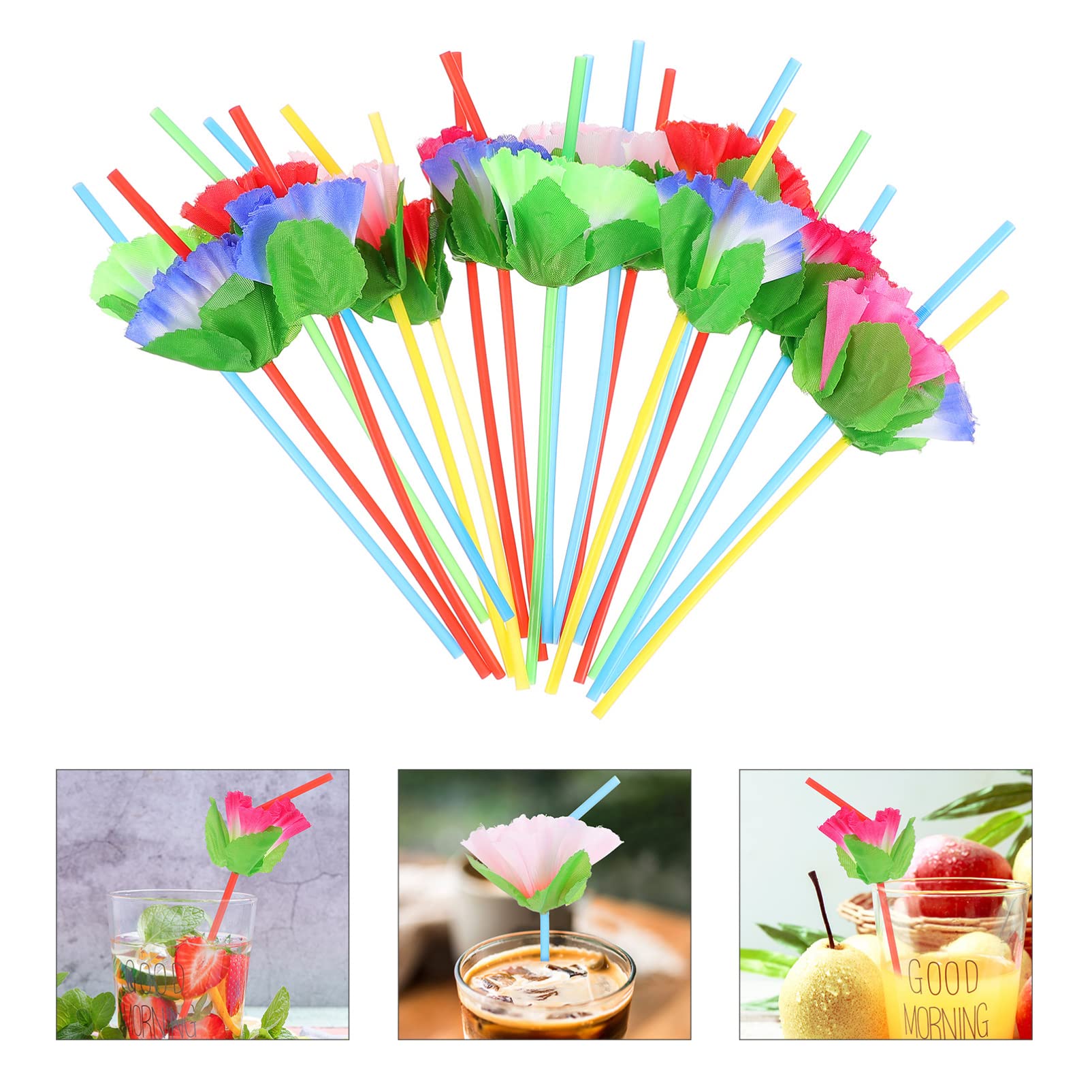 NOLITOY 300 Pcs Fruit Straws Disposable Drinking Straws Disposable Straws Fluorescent Straws Garnishing Straws Cocktail Straws Pearl Decor Cocktail Sip Stirrers Disposable Juice Straws