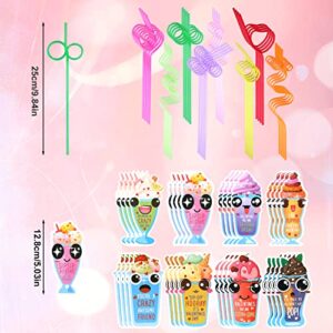 32pcs Valentines Day Straws for Kids, Valentine's Day Crazy Twisty Straws with Cards Reusable Drinking Colorful Straws Valentine Exchange Gifts Prizes for Boys Girls Classroom School Party Favors