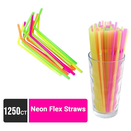 Perfect Stix Neon Flex 10 unwrapped-1250ct Straws, 9" (Pack of 1250)