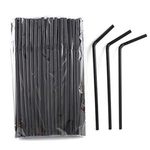 200Pcs Solid Colors Flexible Disposable Plastic Drinking Straws Plastic Disposable Bendy Straws Long Extendable Bendy Party Fancy Straws for Cocktails Coffee Milk Tea and Juice(Black-8.3Inch)