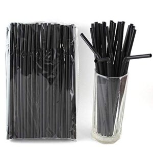 200Pcs Solid Colors Flexible Disposable Plastic Drinking Straws Plastic Disposable Bendy Straws Long Extendable Bendy Party Fancy Straws for Cocktails Coffee Milk Tea and Juice(Black-8.3Inch)