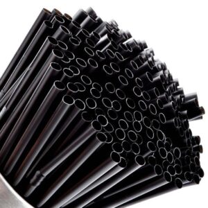 200Pcs Solid Colors Flexible Disposable Plastic Drinking Straws Plastic Disposable Bendy Straws Long Extendable Bendy Party Fancy Straws for Cocktails Coffee Milk Tea and Juice(Black-8.3Inch)