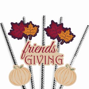 Big Dot of Happiness Friends Thanksgiving Feast - Friendsgiving Paper Straw Decor - Party Striped Decorative Straws - Set of 24