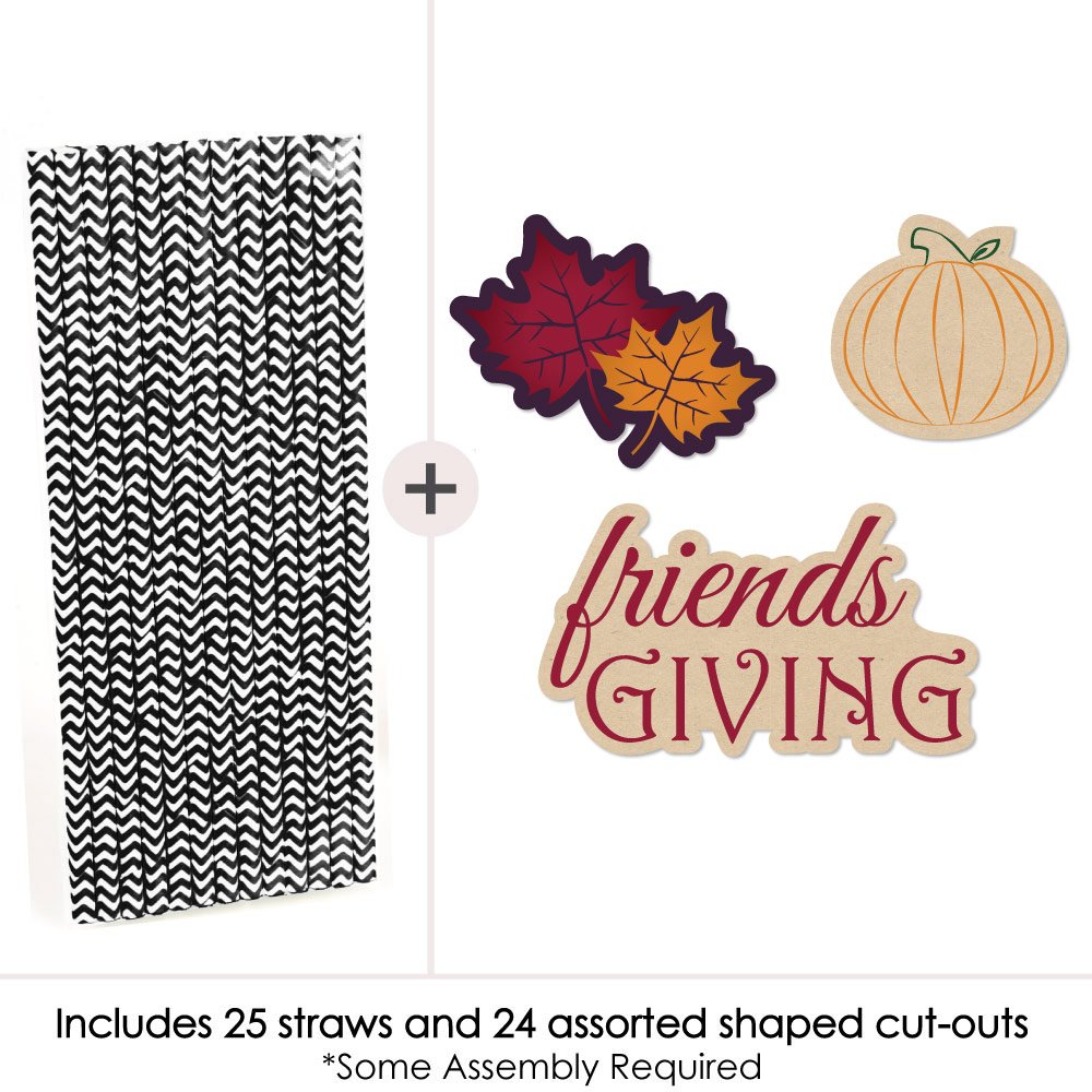 Big Dot of Happiness Friends Thanksgiving Feast - Friendsgiving Paper Straw Decor - Party Striped Decorative Straws - Set of 24