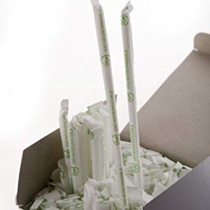 [300 Pack] Clear Biodegradable Plant Based Wrapped Straws - BPA Free - Eco Friendly Straws - biodegradable - 100% Compostable - Drinking Straws Great for Parties, Office, Restaurants (1 Box)