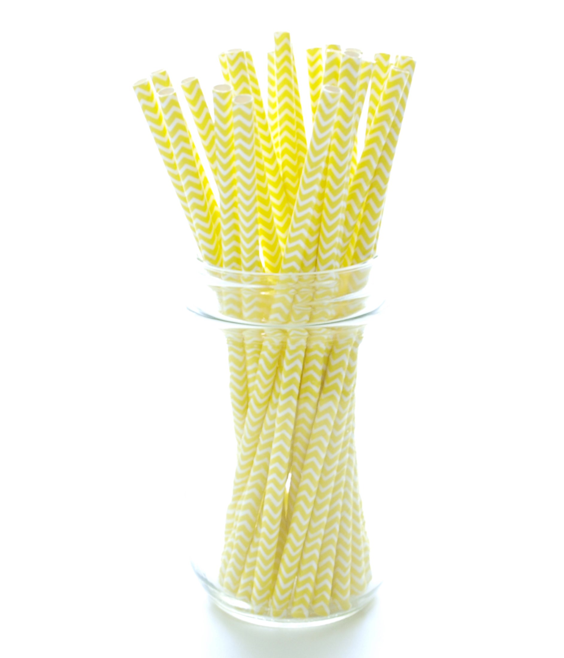 Yellow Wedding Straws, Wholesale Paper Straws, Summer BBQ Party Supplies, Lemonade Drinking Straws (75 Pack) - Yellow Striped, Polka Dot & Chevron Straws