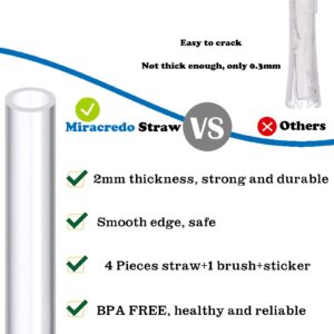 Miracredo 4 PCS Straws compatible with CamelBak Eddy+ Stainless Steel Bottle 32oz, Different Size Straw for Camelbak, Plastic Straw with Straw Brush (8.1''(Fits 32oz Stainless Steel Bottle))