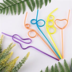 DECORA 36 Pieces Crazy Loop Straws Reusable Plastic Straws Drinking for Summer Party, Birthday, Wedding, Baby Shower