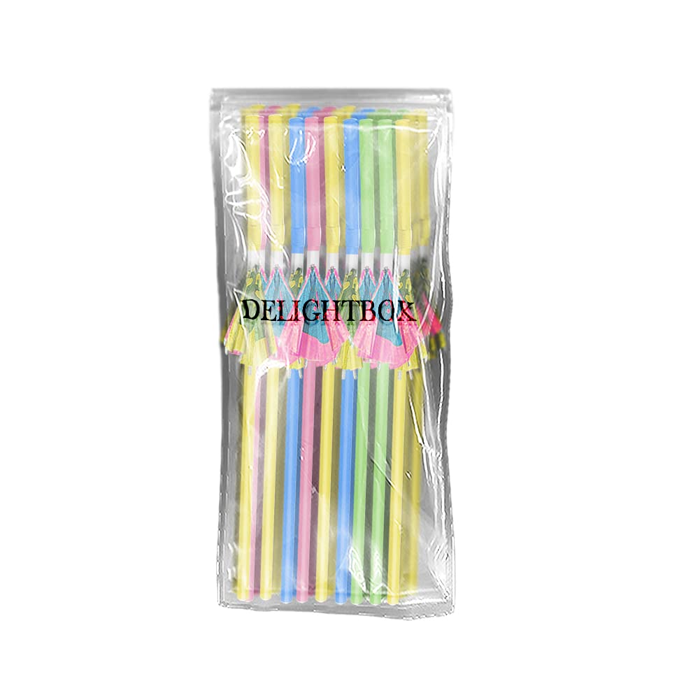 DelightBox 24 Multicolored Cocktail Parasol Umbrella Straws