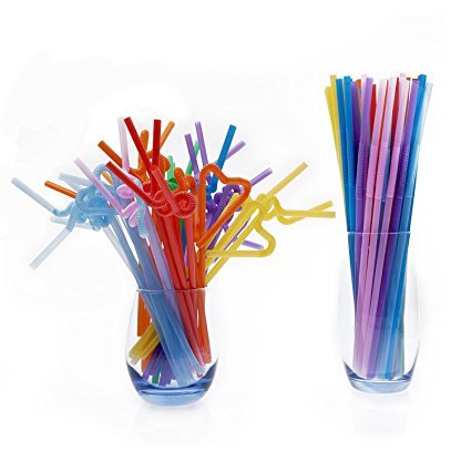 Mr.S Shop Flexible Straws of 100 pieces, Colorful Disposable Extra Long Bendable Plastic Drinking Straws Summer must-haves