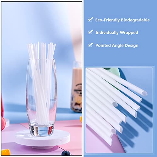 E-DAZZLE Biodegradable Plant Based Drinking Straws,200pcs Individually Wrapped Disposable Straws,Cocktail Straws,BPA Free Eco-Friendly Straws (7.5 inch 6 * 190mm)