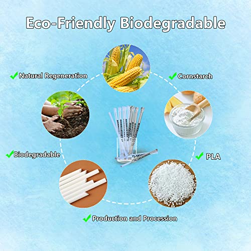 E-DAZZLE Biodegradable Plant Based Drinking Straws,200pcs Individually Wrapped Disposable Straws,Cocktail Straws,BPA Free Eco-Friendly Straws (7.5 inch 6 * 190mm)