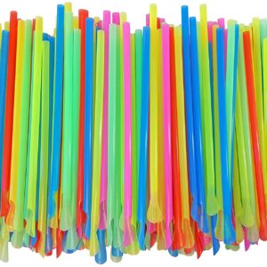 Perfectware 8''Unwrapped Spoon Straw Assorted Colors 400ct.