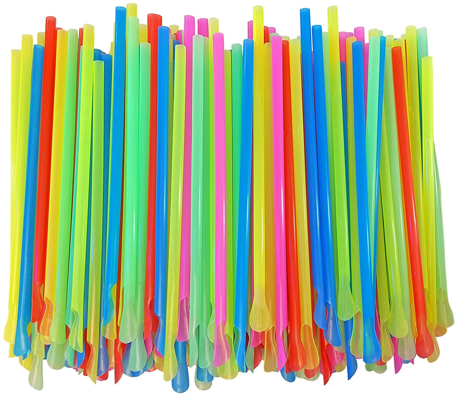 Perfectware 8''Unwrapped Spoon Straw Assorted Colors 400ct.