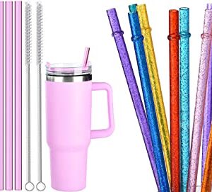 ALINK 13 IN Glitter Straws + Pink Straws for Stanley 40 OZ Tumbler