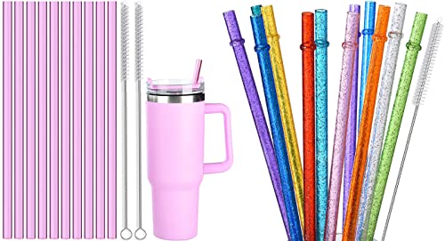 ALINK 13 IN Glitter Straws + Pink Straws for Stanley 40 OZ Tumbler