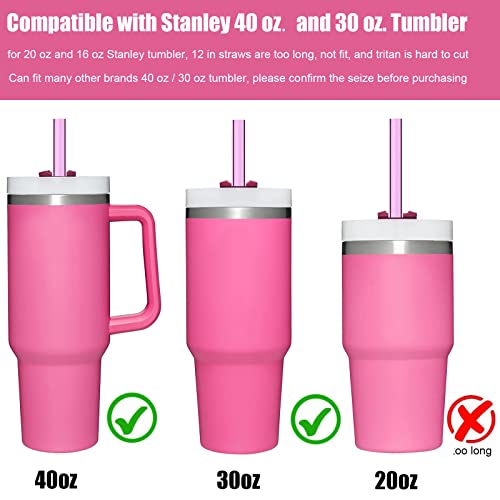 ALINK 13 IN Glitter Straws + Pink Straws for Stanley 40 OZ Tumbler