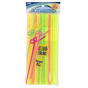 Neon-Colored Super Flexible Straws, 80 Count