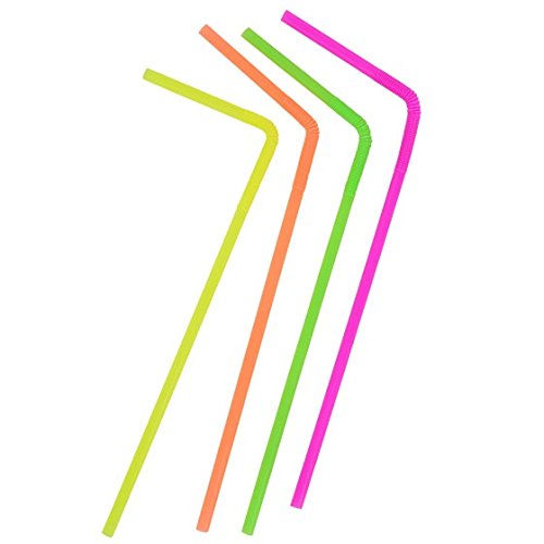 Neon-Colored Super Flexible Straws, 80 Count