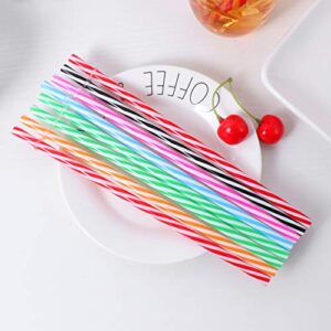 Cabilock 25PCS Reusable Straws Colored Threaded Straws with Cleaning Brush for Party Supplies, Birthday, Wedding