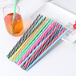 Cabilock 25PCS Reusable Straws Colored Threaded Straws with Cleaning Brush for Party Supplies, Birthday, Wedding