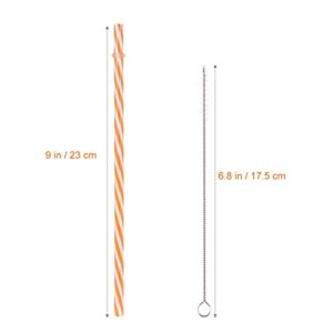 Cabilock 25PCS Reusable Straws Colored Threaded Straws with Cleaning Brush for Party Supplies, Birthday, Wedding